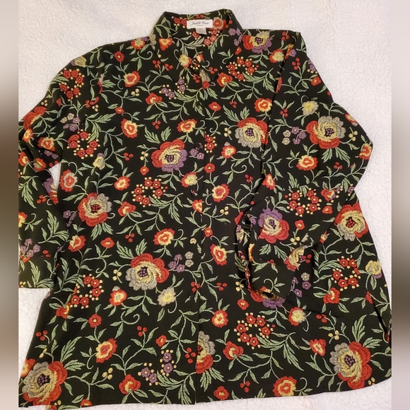 Judith Hart | Tops | Judith Hart 8w Black Floral Long Sleeve Blouse ...